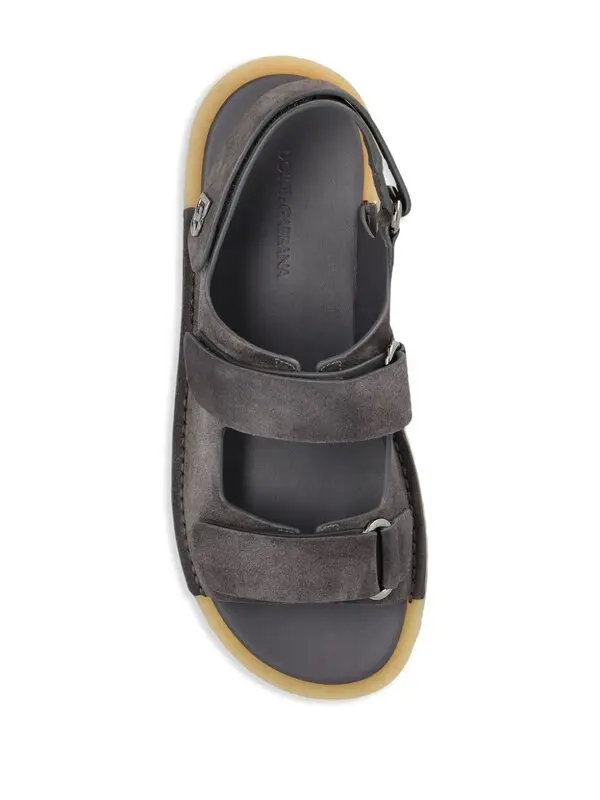 Dolce & Gabbana Touch-strap Leather Sandals - Grey