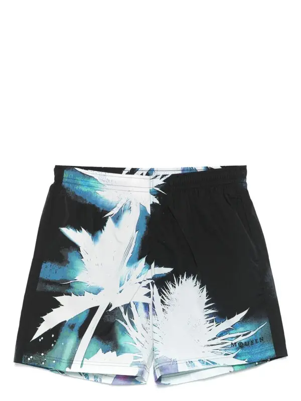 Alexander McQueen Graphic-print Swim Shorts - Black