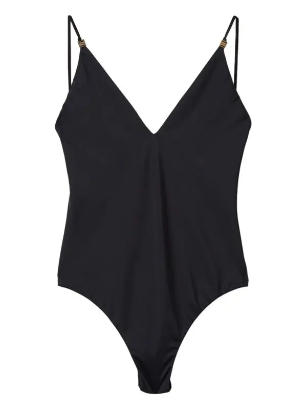Miu Miu Logo-plaque Swimsuit - Black