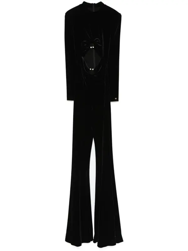 NISSA Cut-out Velvet Jumpsuit - Black