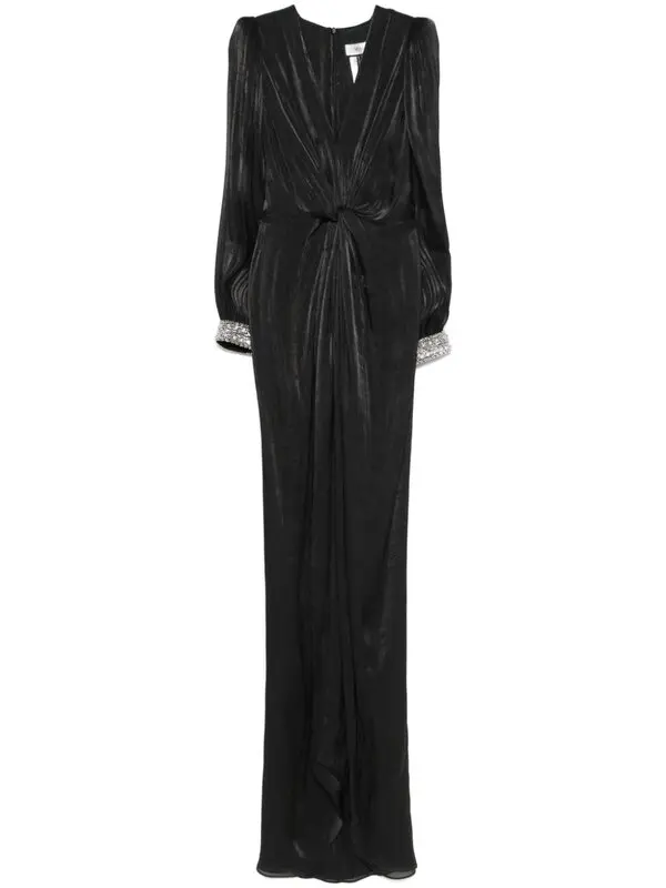 NISSA Twist-detail Chiffon Maxi Dress