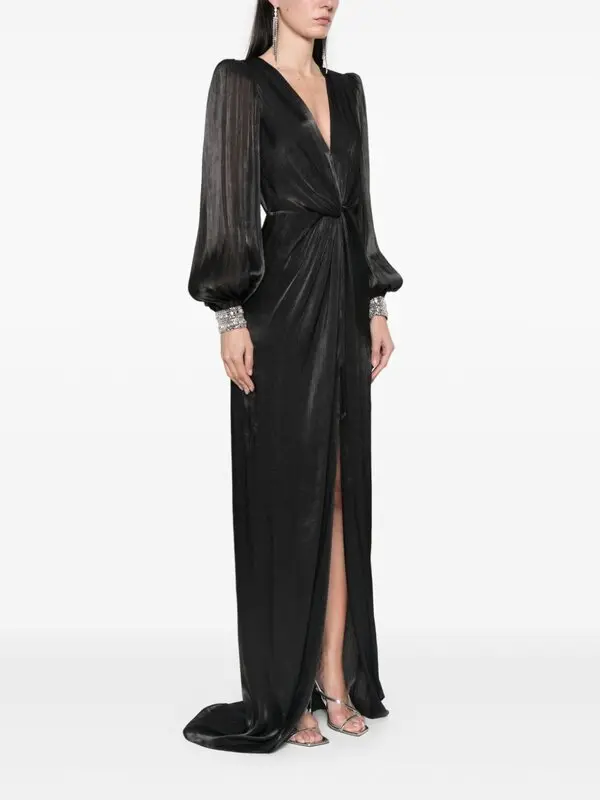 NISSA Twist-detail Chiffon Maxi Dress