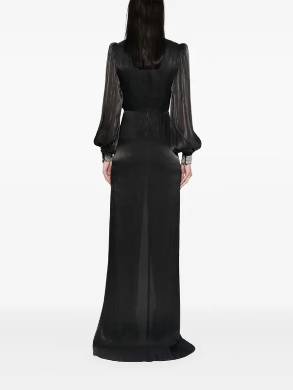 NISSA Twist-detail Chiffon Maxi Dress