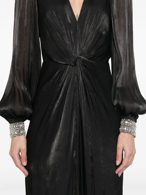 NISSA Twist-detail Chiffon Maxi Dress