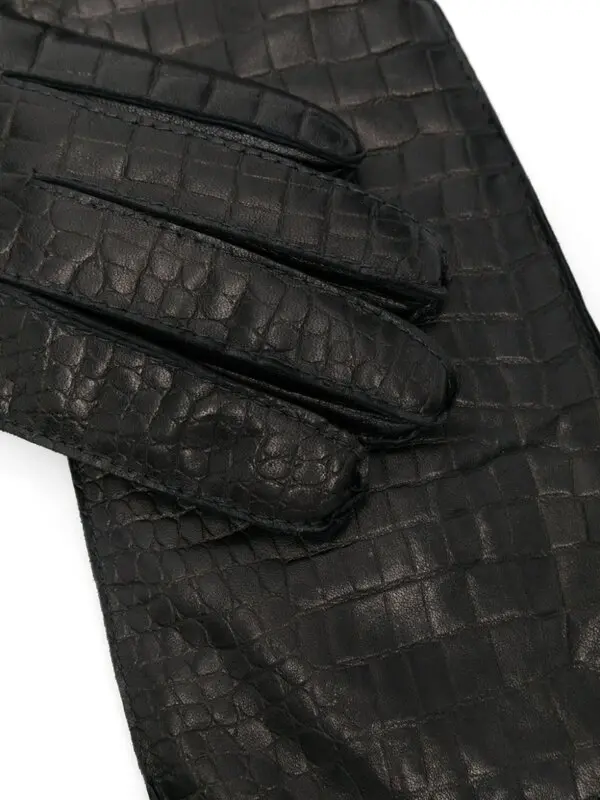 MANOKHI Croc-effect Long Gloves