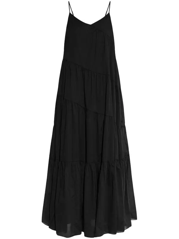 Michael Kors Cotton Tiered Maxi Dress - Black