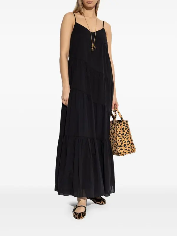 Buy Michael Kors Cotton Tiered Maxi Dress Black At 24% Off