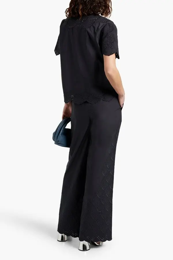 Loulou De Saison Loulou Studio Dulche Broderie Anglaise Wide-leg Pants