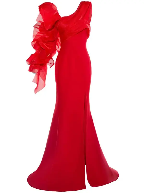 GABY CHARBACHY Ruffle-sleeve Gown