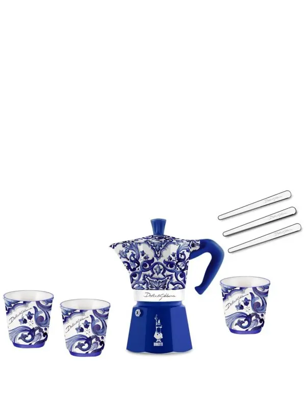 BIALETTI X Dolce & Gabanna Moka Express Blu Mediterraneo Set - Blue