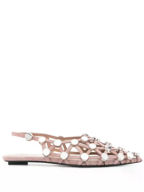 Attico Embellished Suede Slingback Pumps - Neutrals
