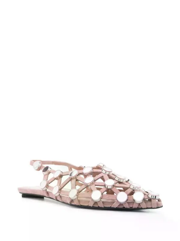 Attico Embellished Suede Slingback Pumps - Neutrals