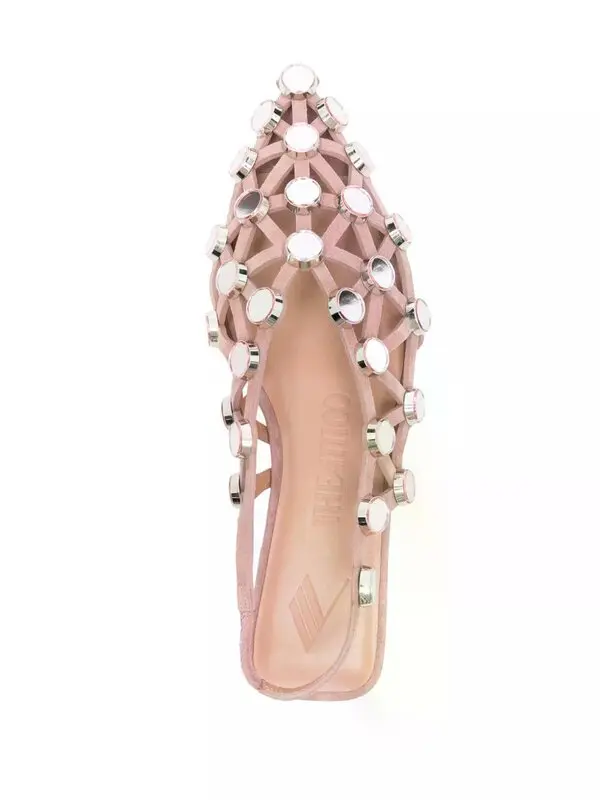 Attico Embellished Suede Slingback Pumps - Neutrals
