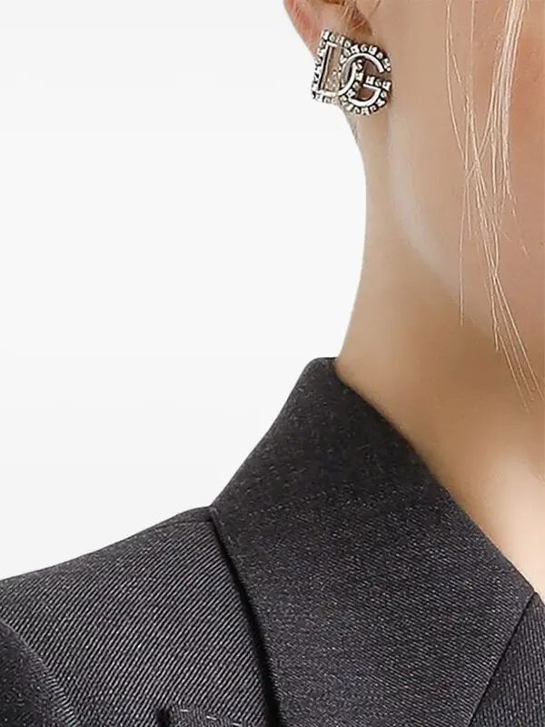 Dolce & Gabbana Dg Logo Crystal Embellished Clip-on Earrings