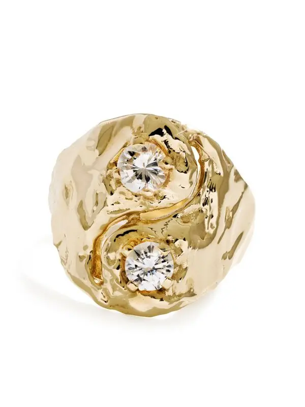 FIE ISOLDE 14k Yin Yang Diamond Signet Ring - Gold