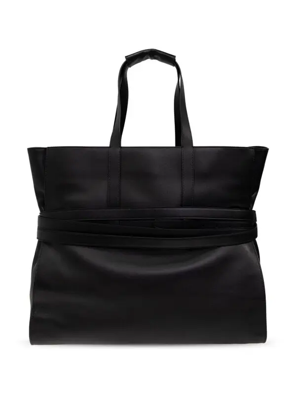 Moschino Tie Me Leather Tote Bag - Black