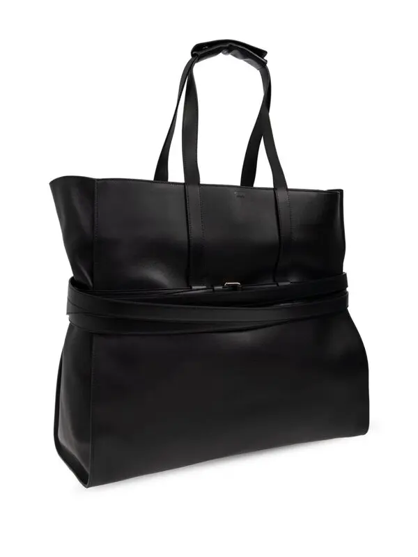 Moschino Tie Me Leather Tote Bag - Black
