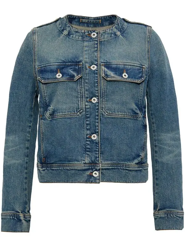 Kenzo Collarless Denim Jacket - Blue