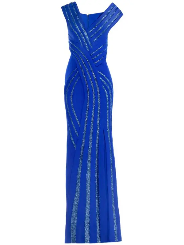 GABY CHARBACHY Pleated Lurex Gown