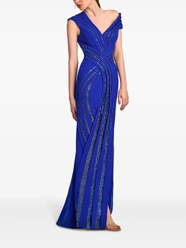 GABY CHARBACHY Pleated Lurex Gown