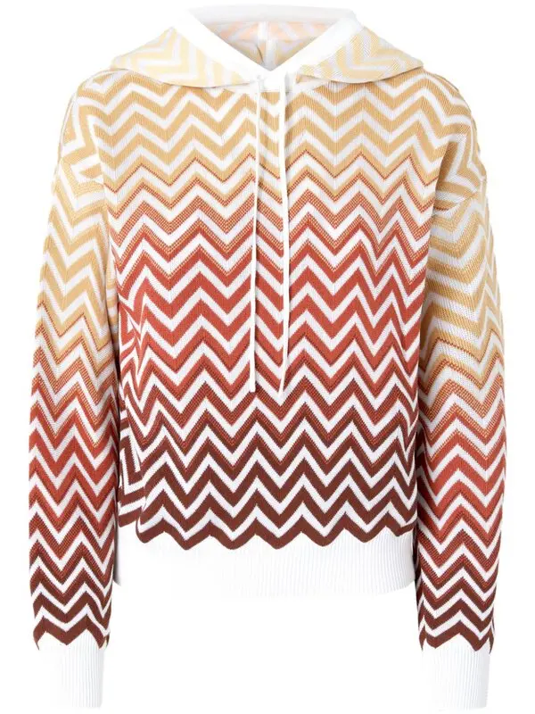 Missoni Chevron-knit Hoodie - Neutrals
