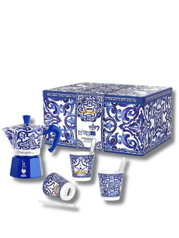 BIALETTI X Dolce & Gabanna Moka Express Blu Mediterraneo Set - Blue