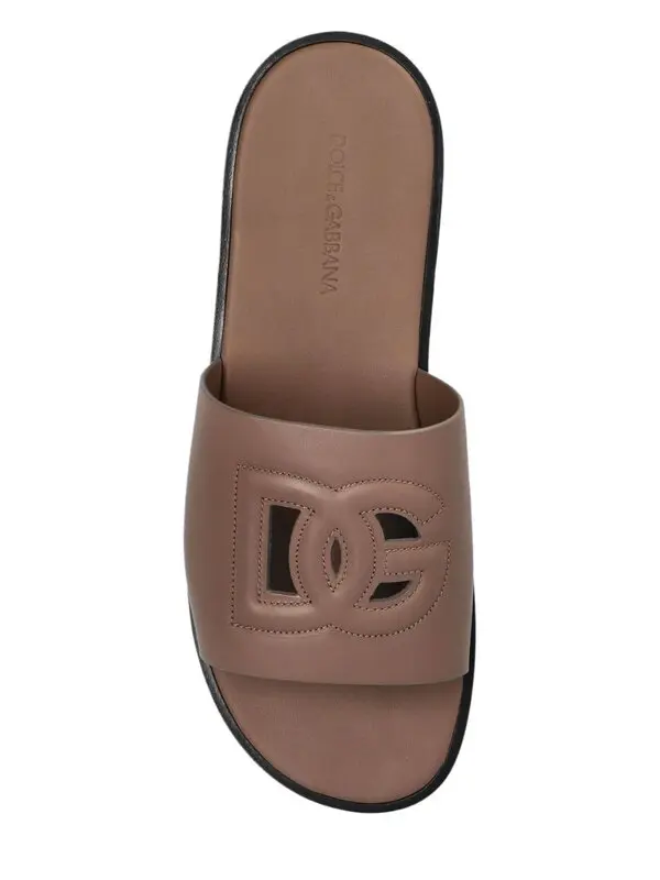Dolce & Gabbana Leather Slides - Brown