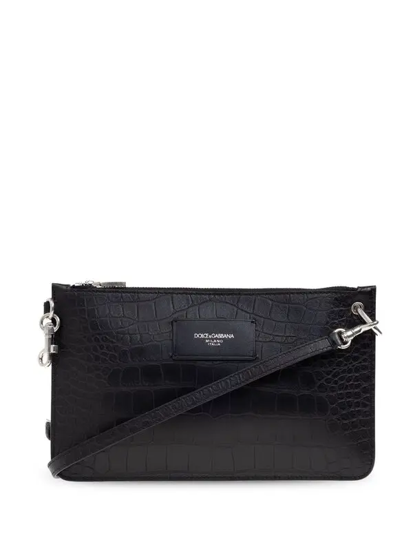 Dolce & Gabbana Crocodile-embossed Shoulder Bag - Black