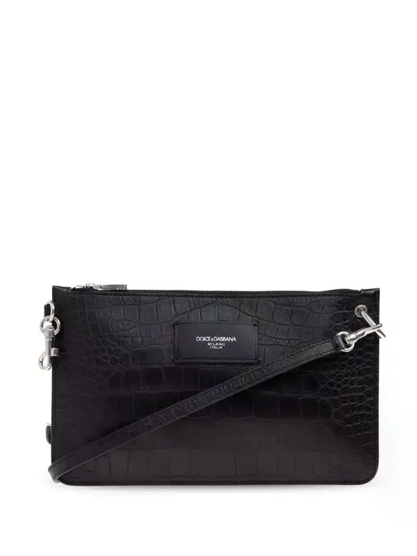 Dolce & Gabbana Crocodile-embossed Shoulder Bag - Black