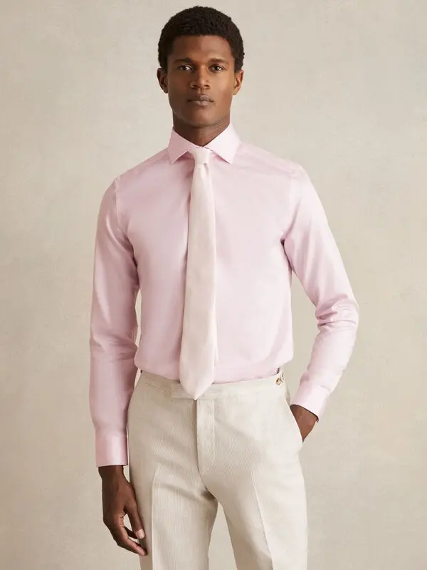 REISS Slim Remote Slim Fit Cotton-satin Cutaway-collar Shirt - Pink