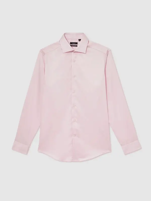 REISS Slim Remote Slim Fit Cotton-satin Cutaway-collar Shirt - Pink