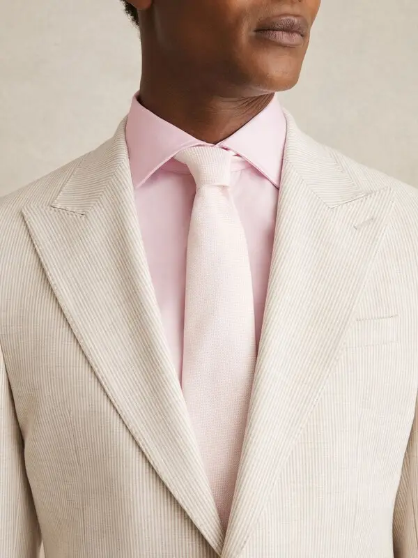 REISS Slim Remote Slim Fit Cotton-satin Cutaway-collar Shirt - Pink
