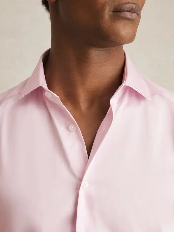 REISS Slim Remote Slim Fit Cotton-satin Cutaway-collar Shirt - Pink