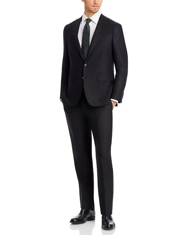 Canali Capri Textured Solid Slim Fit Suit - Black