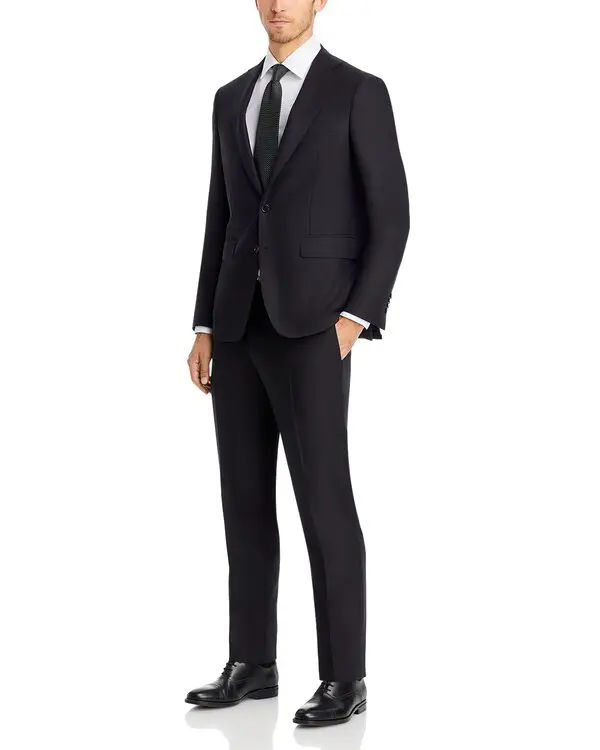 Canali Capri Textured Solid Slim Fit Suit - Black