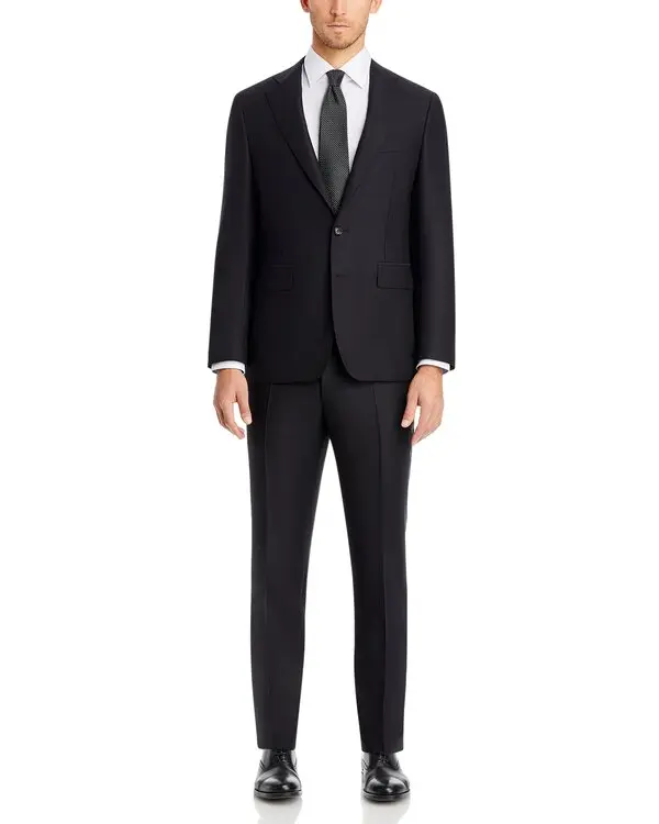 Canali Capri Textured Solid Slim Fit Suit - Black