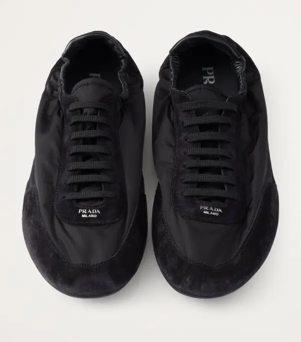 Prada Re-nylon And Suede Sneakers - Black