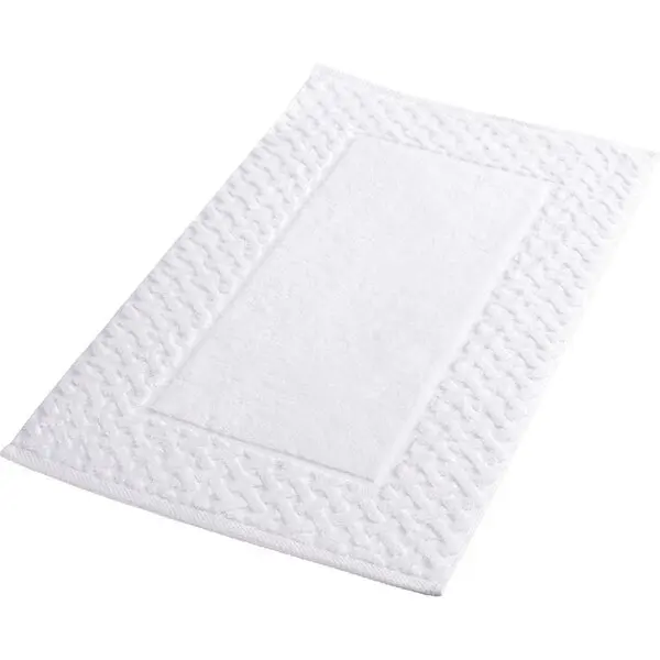 CHRISTY Trellis Textured Cotton Rayon Fibre Blend Bath Mat - White