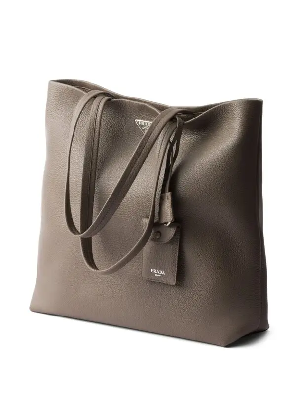 Prada Leather Tote Bag - Grey