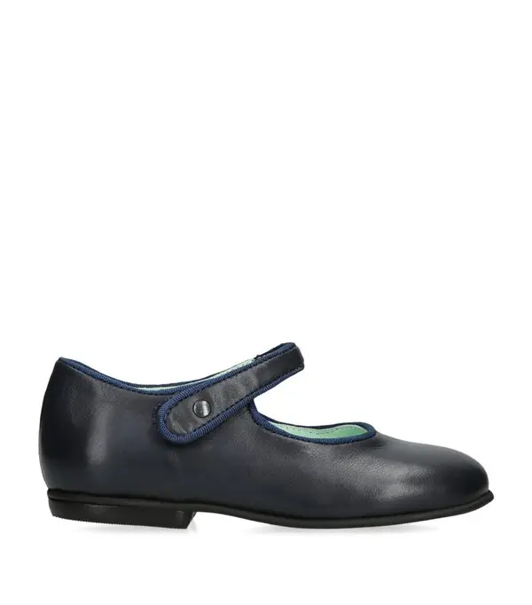 PAPOUELLI Leather Mary Janes - Navy