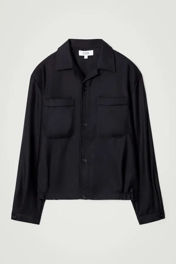 Cos Wool-flannel Overshirt - Navy