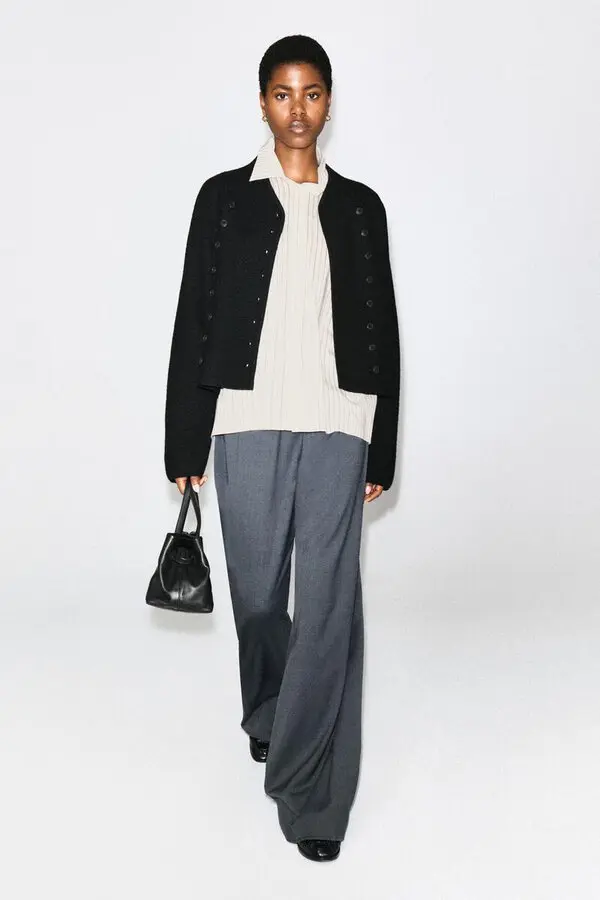 Cos Wool-blend Wide-leg Pants - Gray
