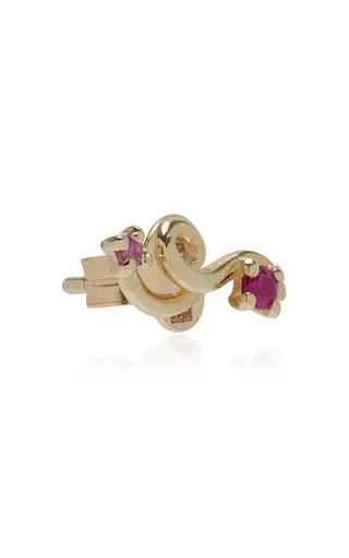 Bea Bongiasca Mini Loop 9k Yellow Ruby, Sapphire Single Earring