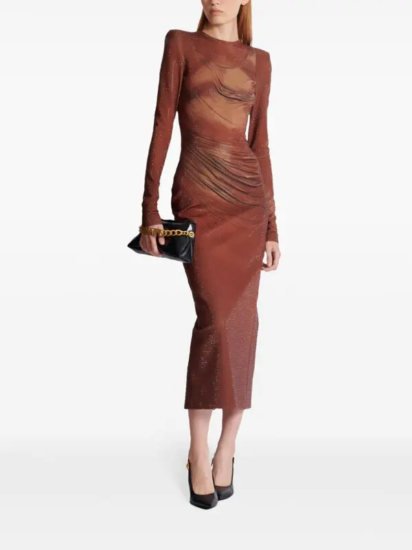Balmain Rhinestone-embellished Printed Maxi Dress
