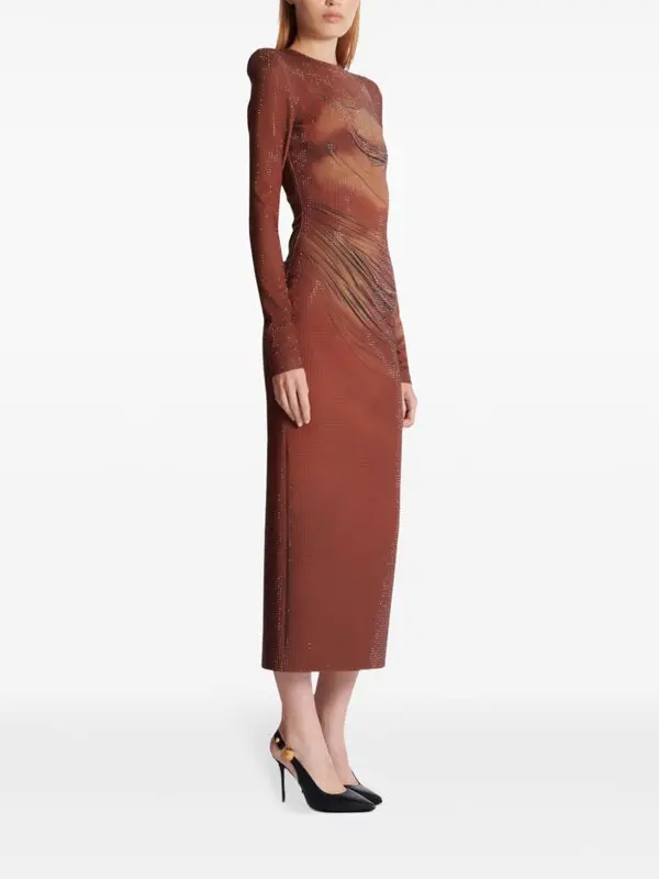Balmain Rhinestone-embellished Printed Maxi Dress