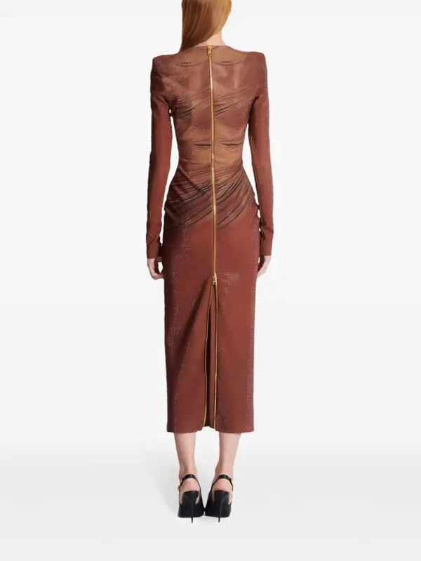 Balmain Rhinestone-embellished Printed Maxi Dress