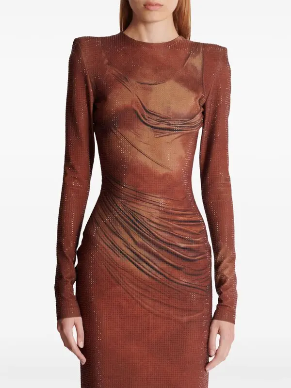 Balmain Rhinestone-embellished Printed Maxi Dress