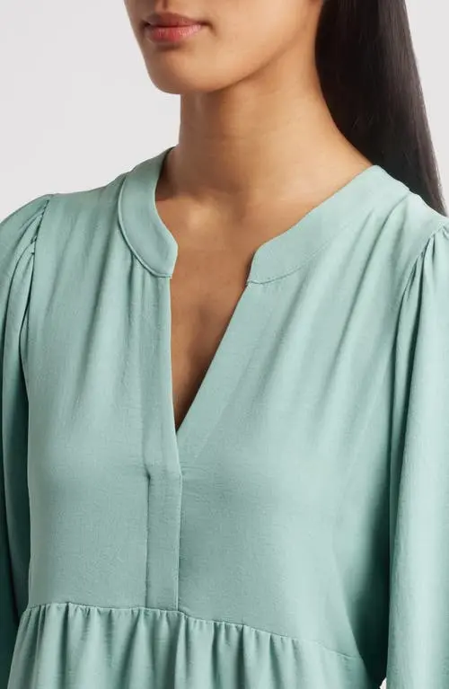 CONNECTED APPAREL V-neck Puff Sleeve Dress