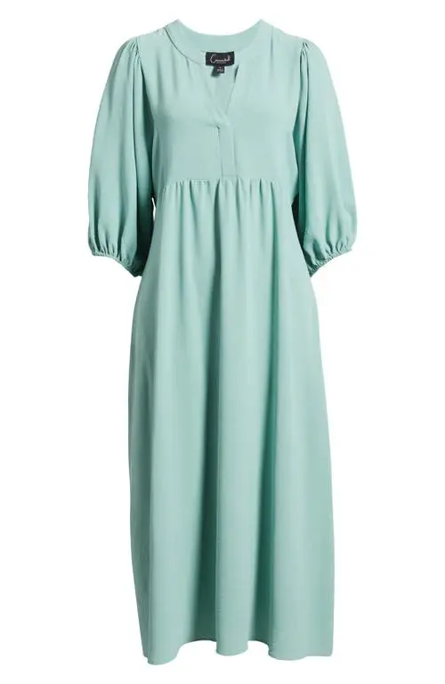 CONNECTED APPAREL V-neck Puff Sleeve Dress
