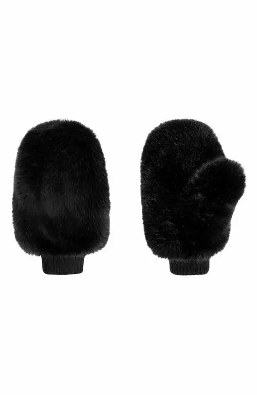 Cynthia Rowley Faux Fur Mittens - Black